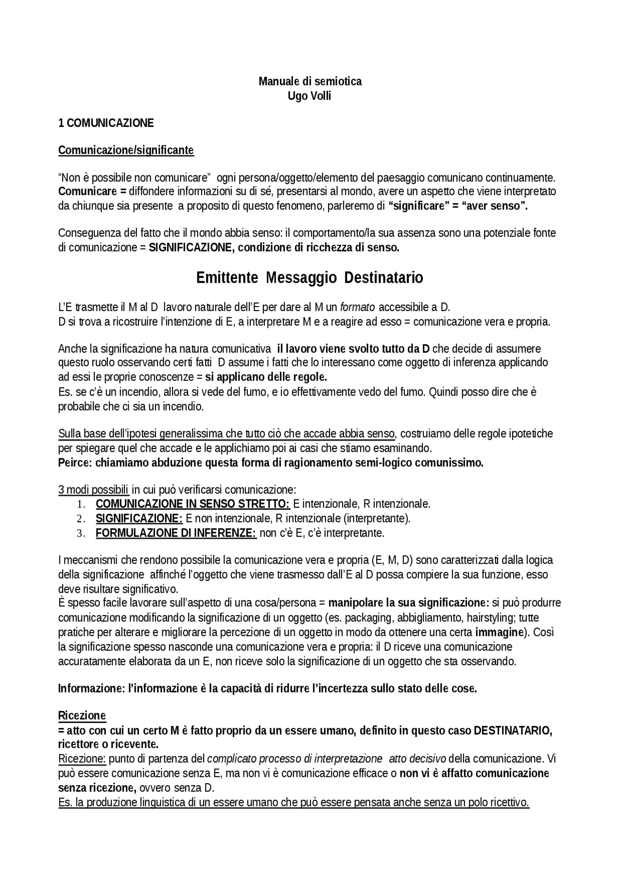 Manuale Di Semiotica Ugo Volli Docsity