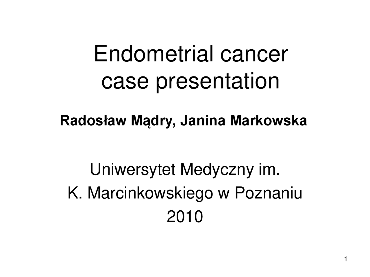 Endometrial Carcinoma Docsity