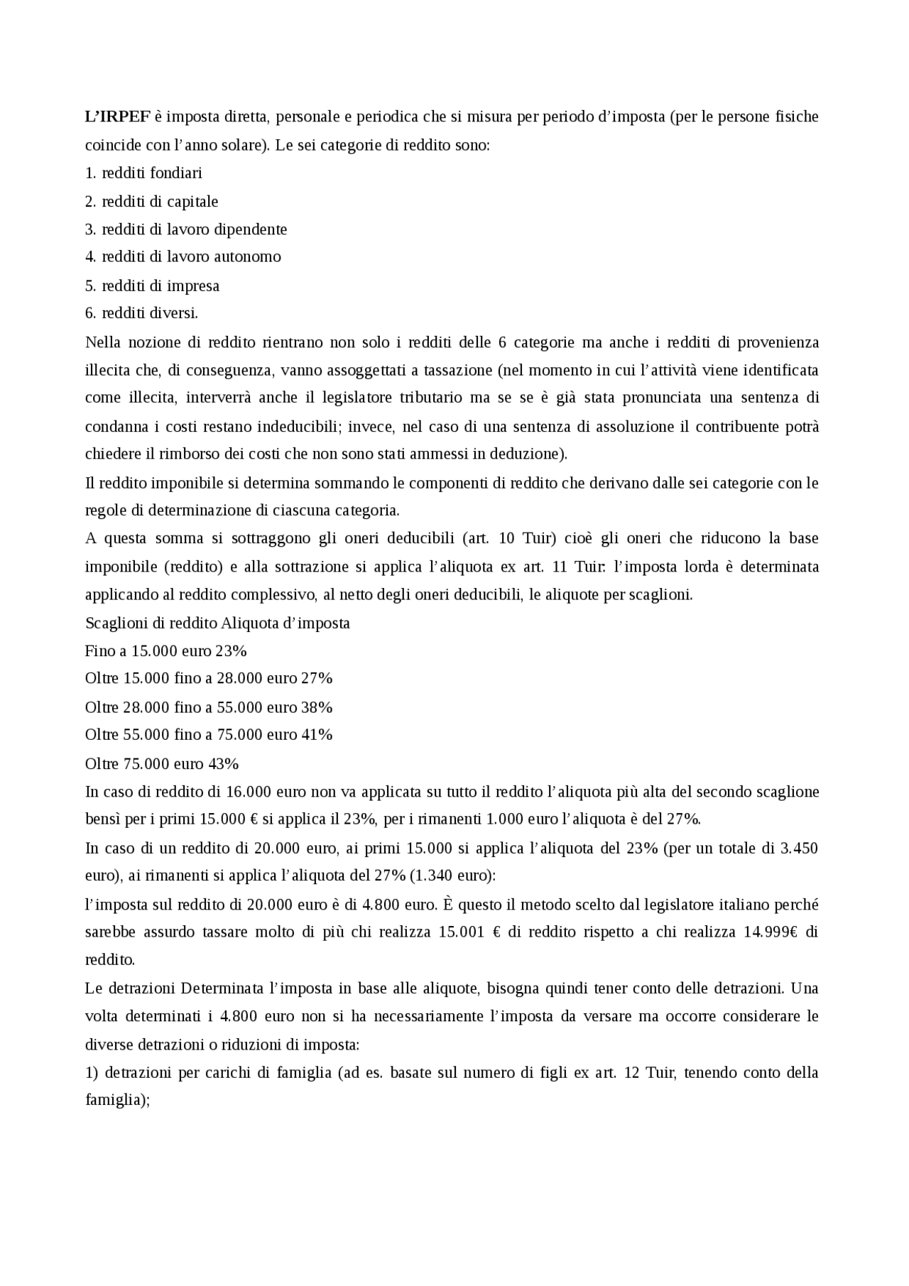 Lirpef Nel Diritto Tributario Docsity