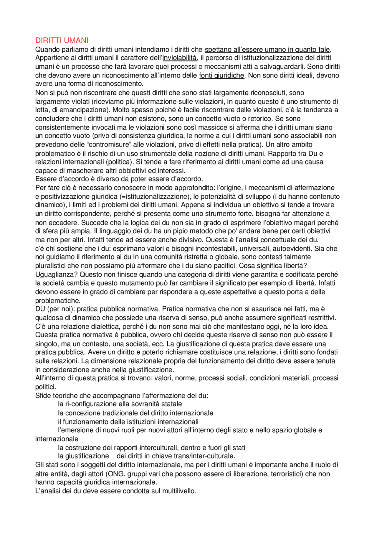 Appunti Lezioni Diritti Umani Docsity