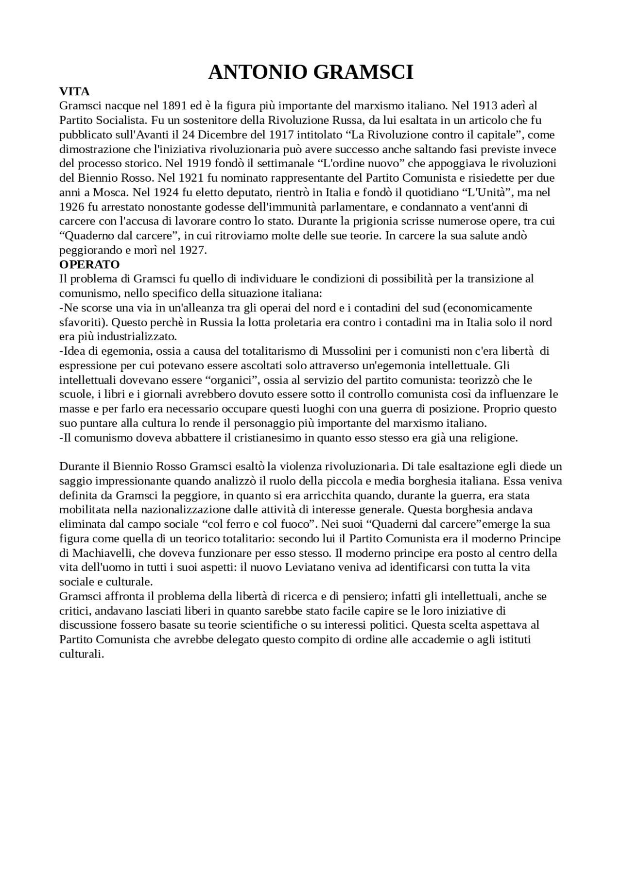 Comunismo Di Antonio Gramsci Docsity