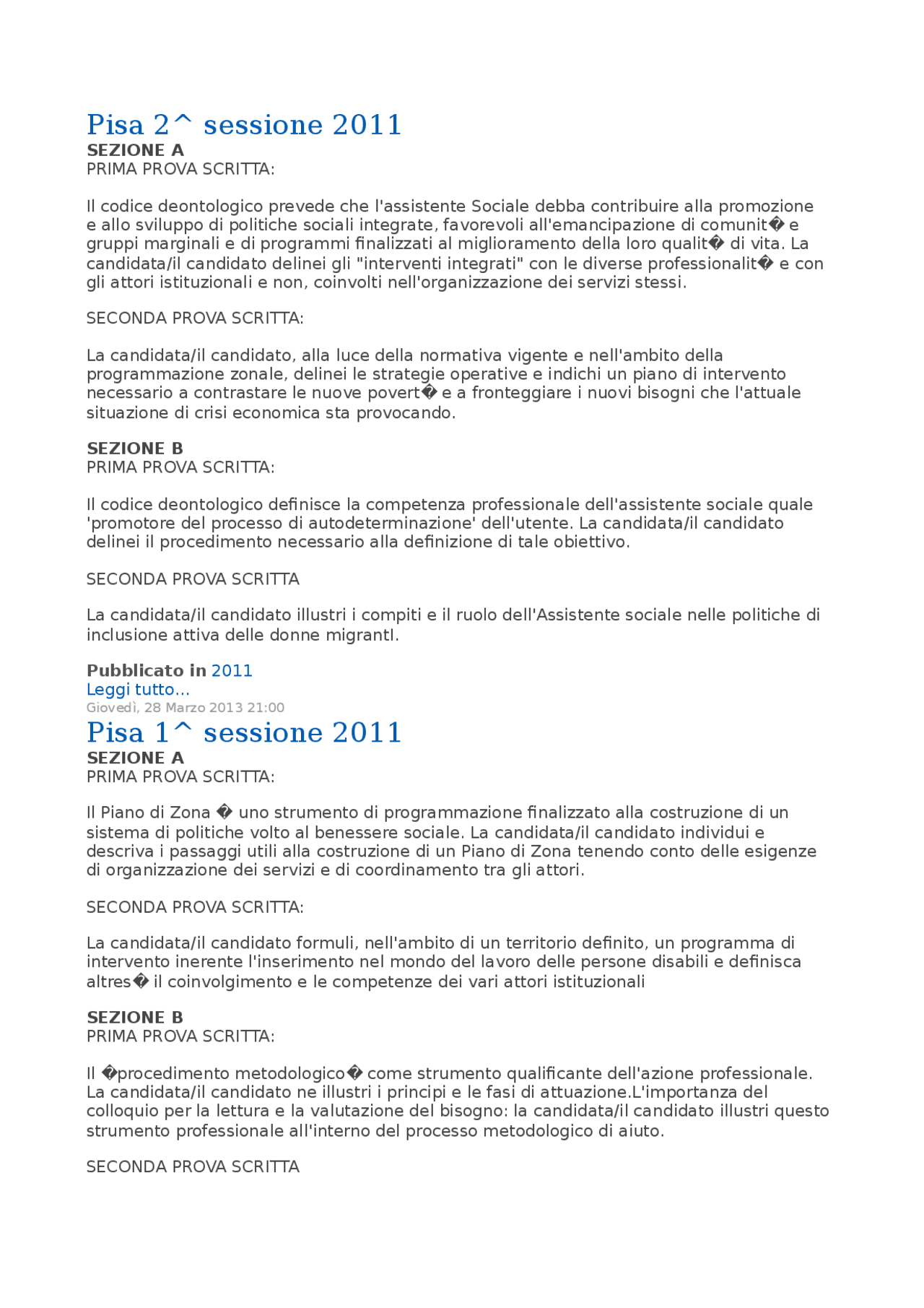 Esame Di Stato Assistente Sociale Docsity