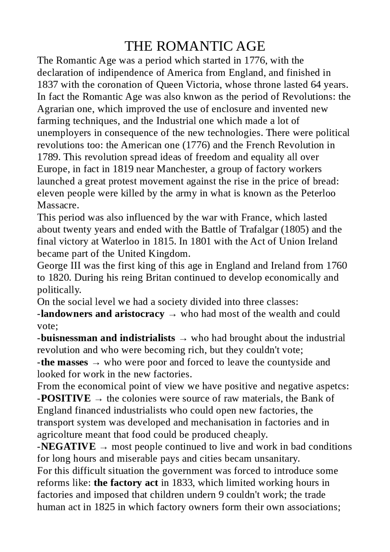 English Romanticism: history and general features - Docsity