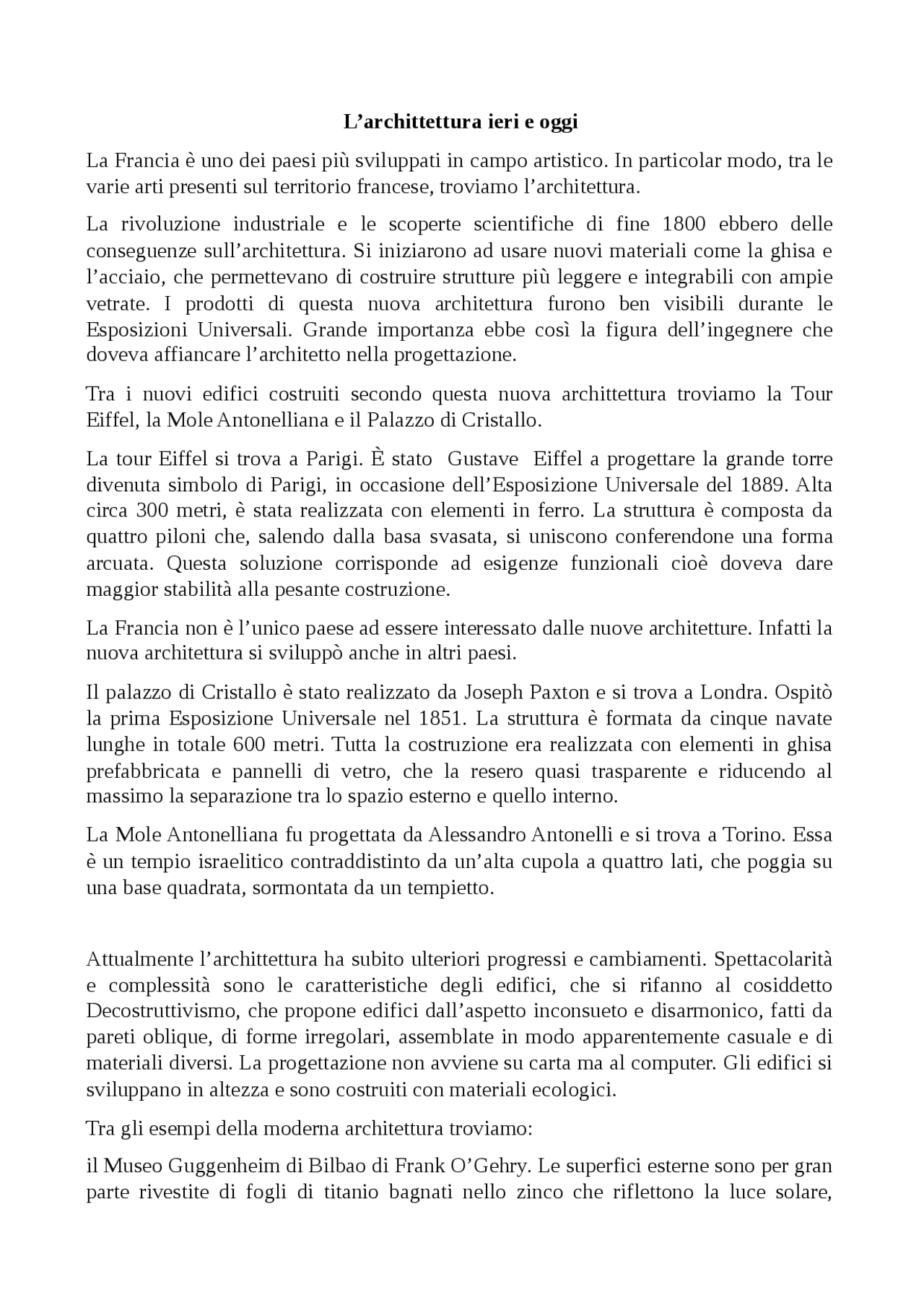 Architettura Ieri E Oggi Docsity