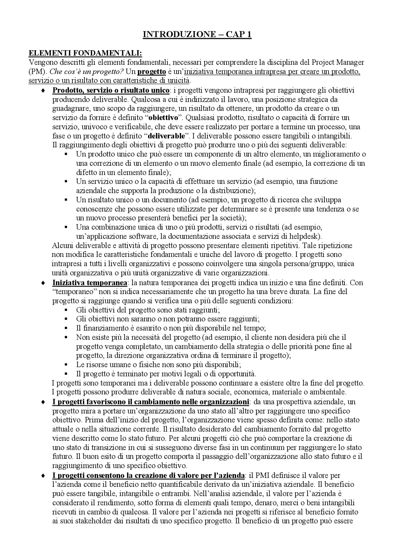 Esame Project Management Pmbok Docsity