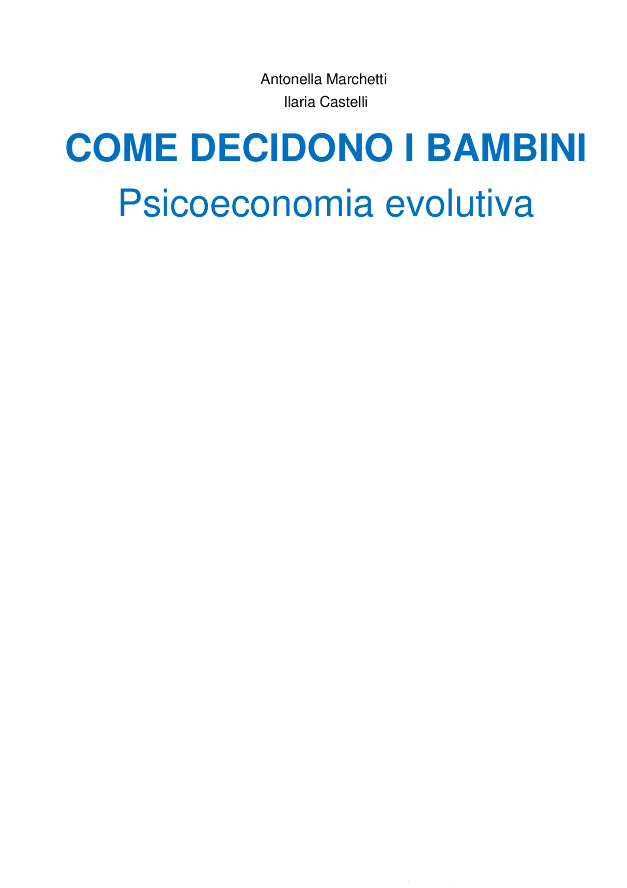 Come Decidono I Bambini Docsity