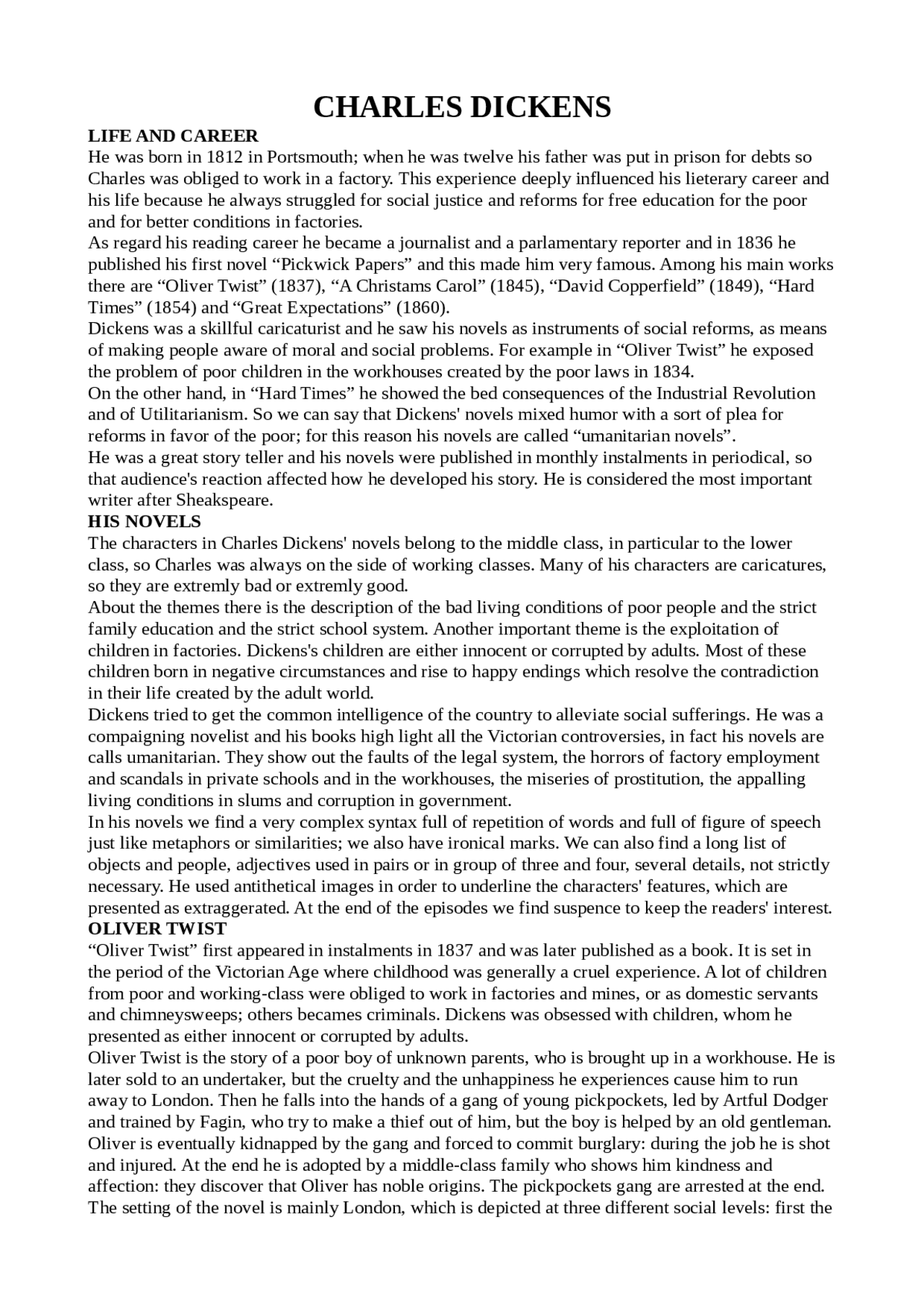 The Victorian Age: Charles Dickens - Docsity