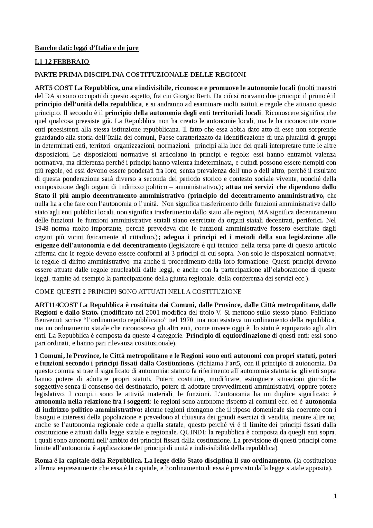 Diritto Regionale E Degli Enti Locali Docsity