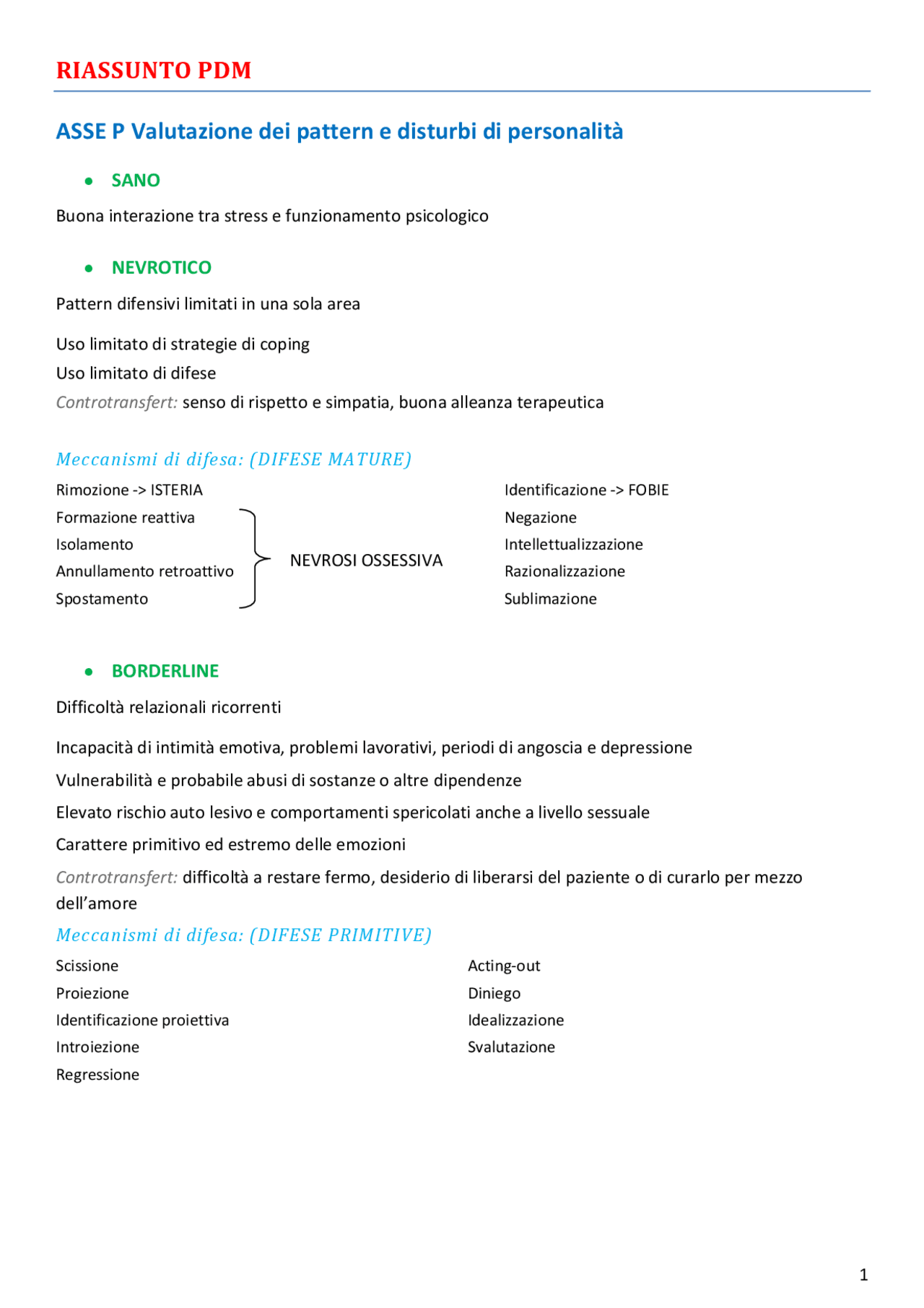 Pdm Riassunto Assi E Disturbi Docsity