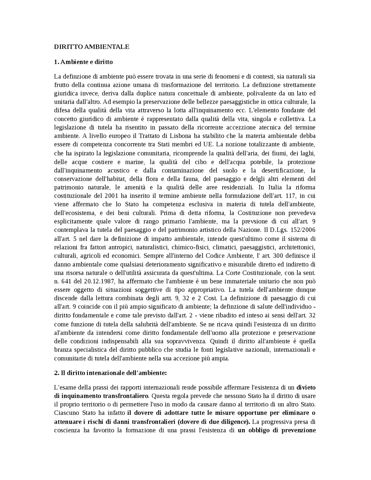 Riassunto Di Diritto Ambientale Docsity