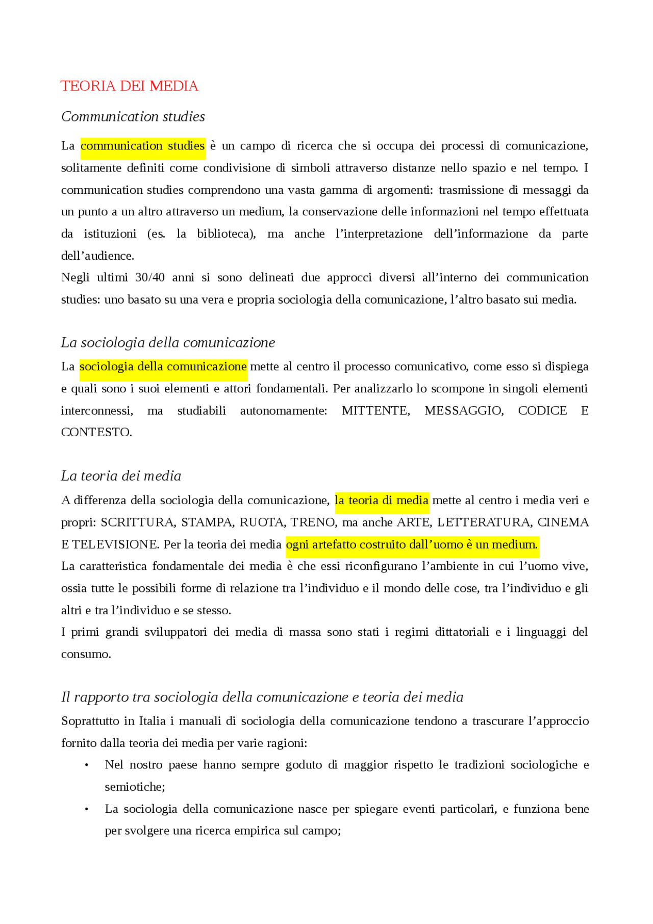 Sociologia Dei Processi Culturali Docsity