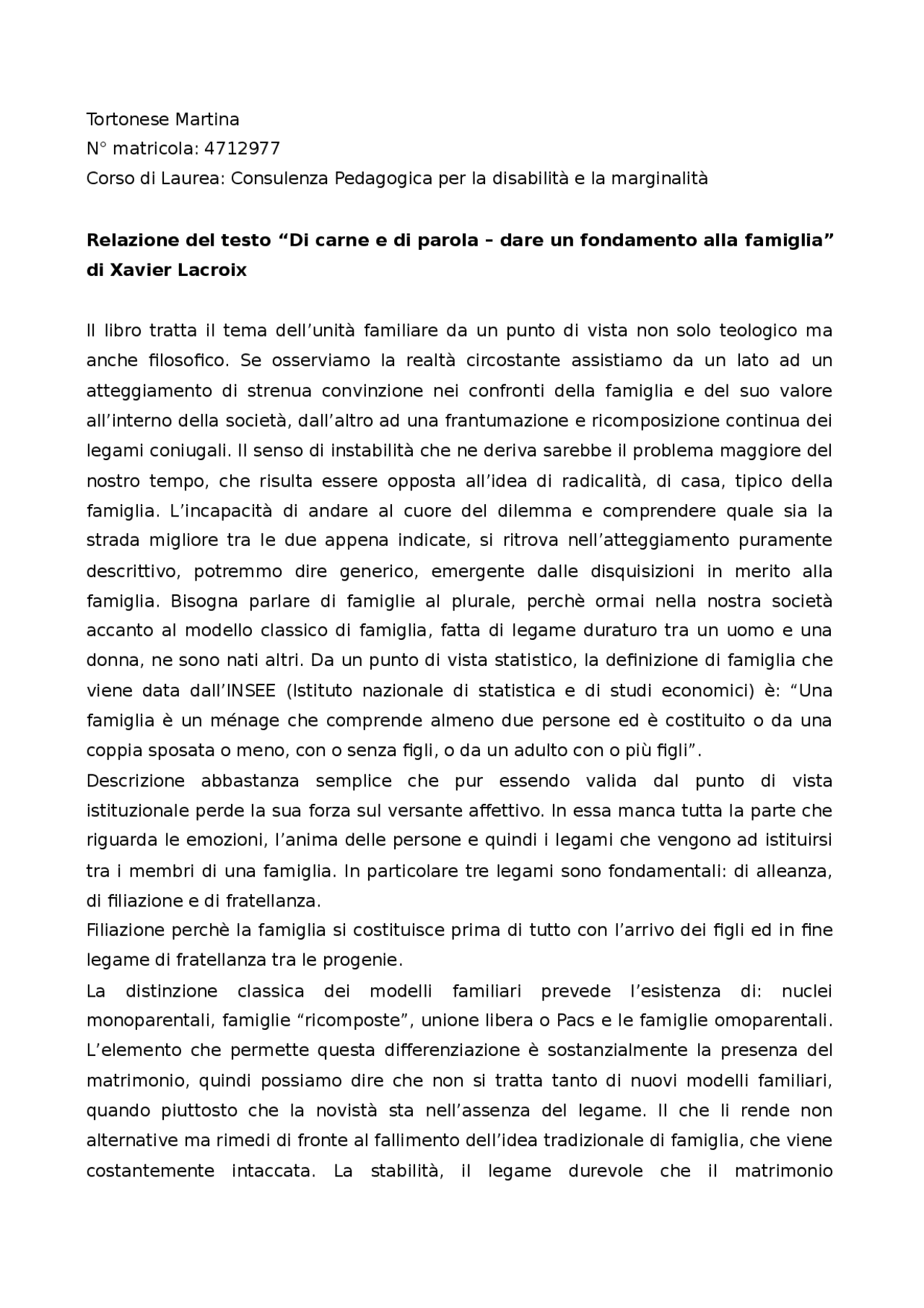 Di Carne E Di Parola Docsity