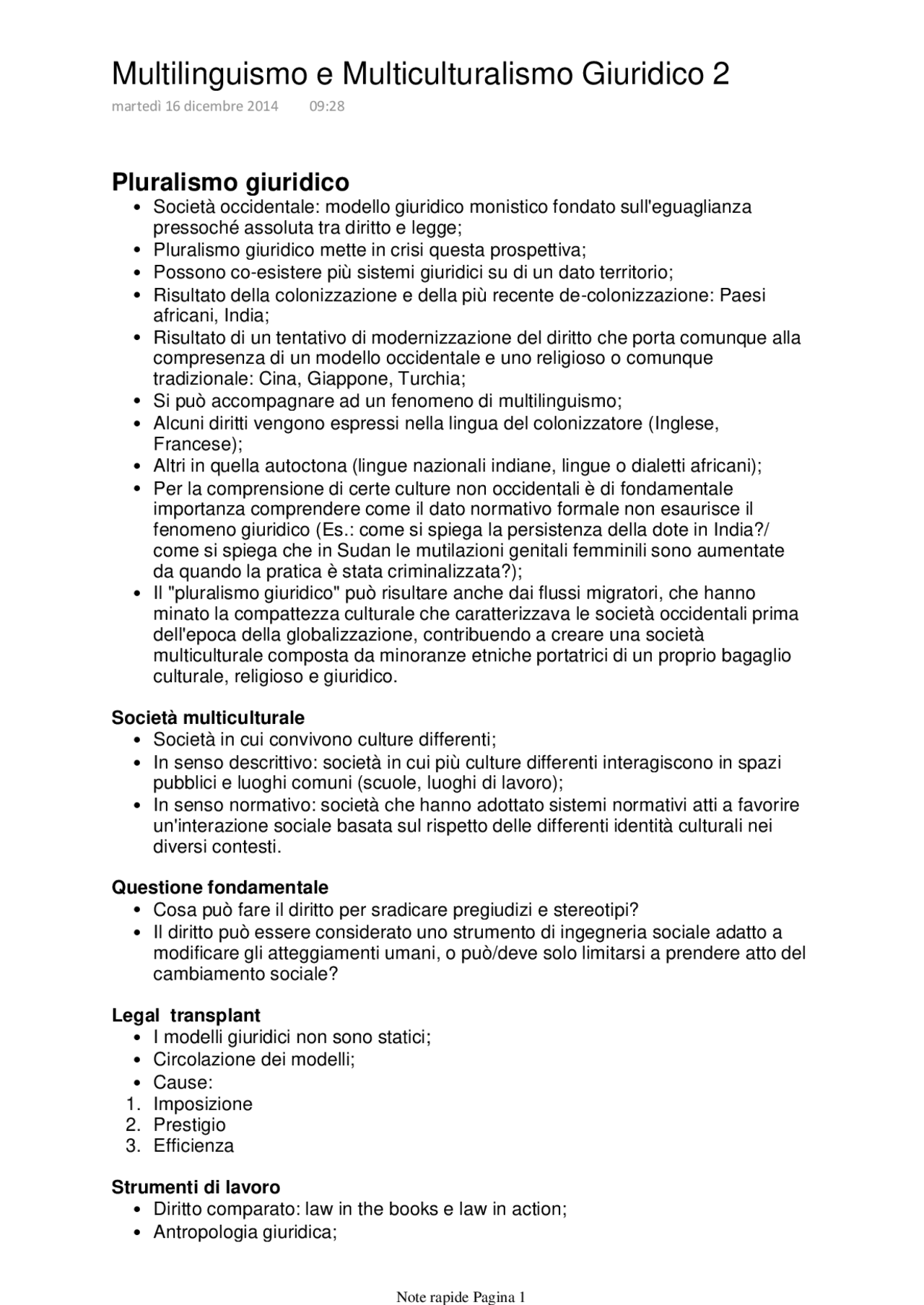 Multilinguismo e Multiculturalismo Giuridico 2 - Docsity