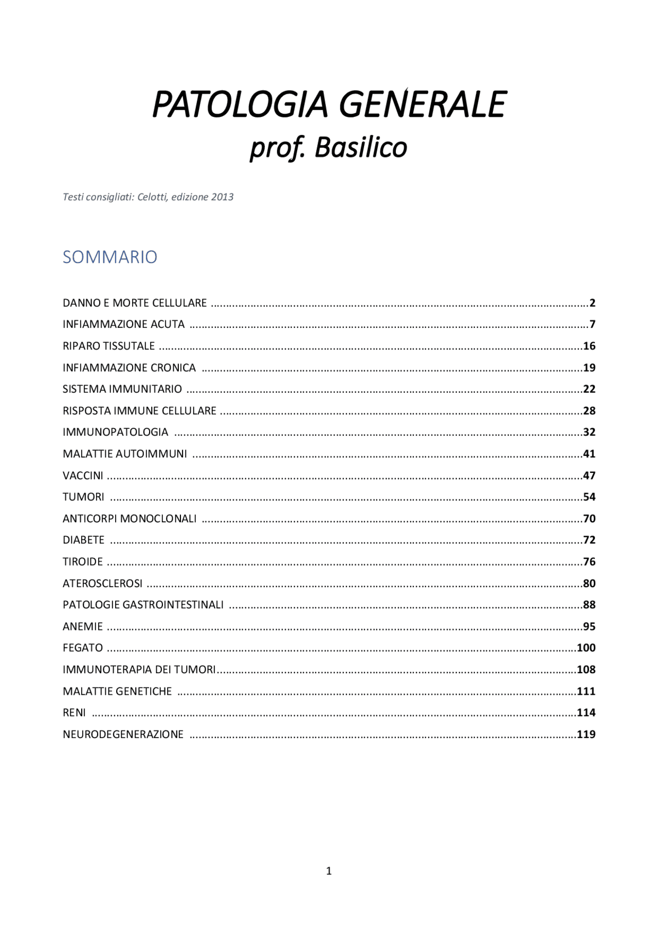 Appunti Di Patologia Generale Docsity