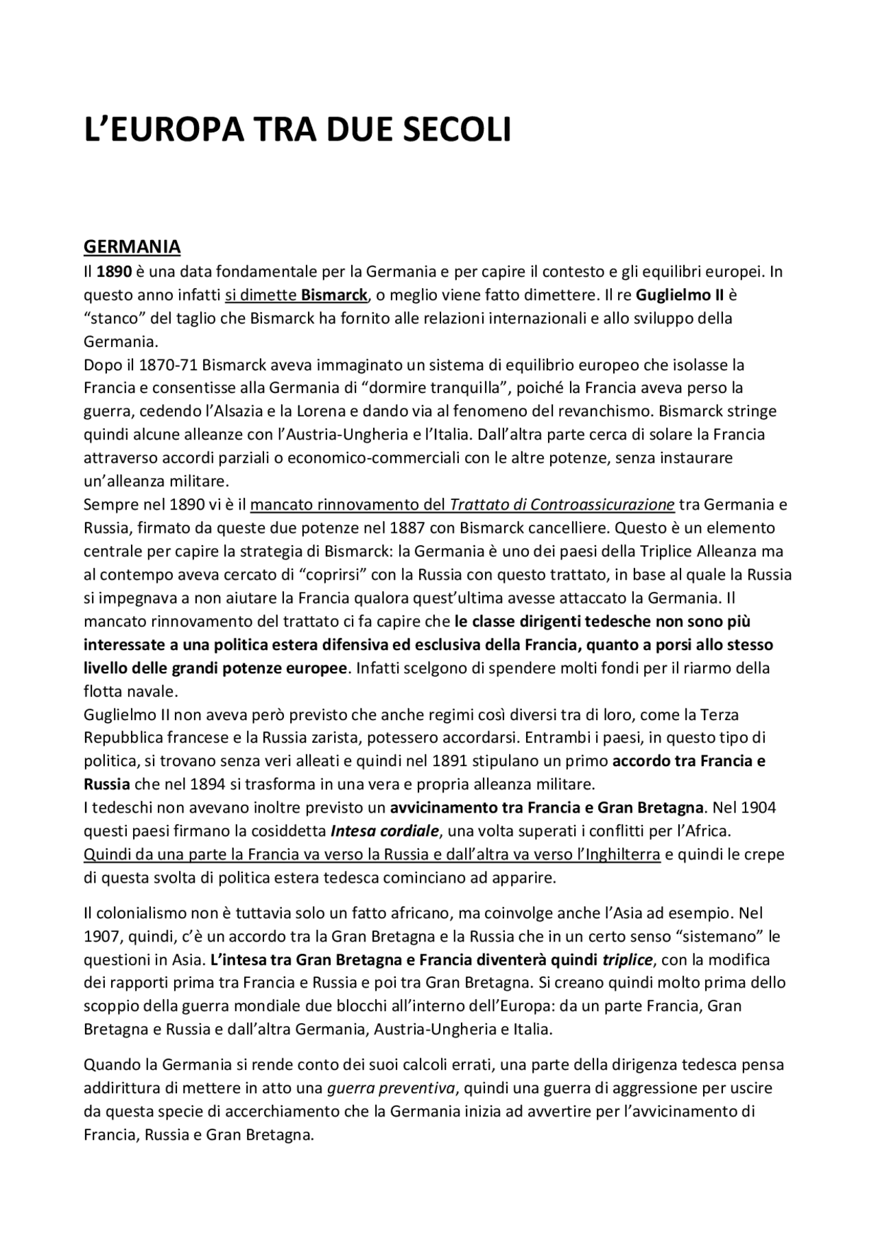 Appunti Storia Contemporanea Docsity