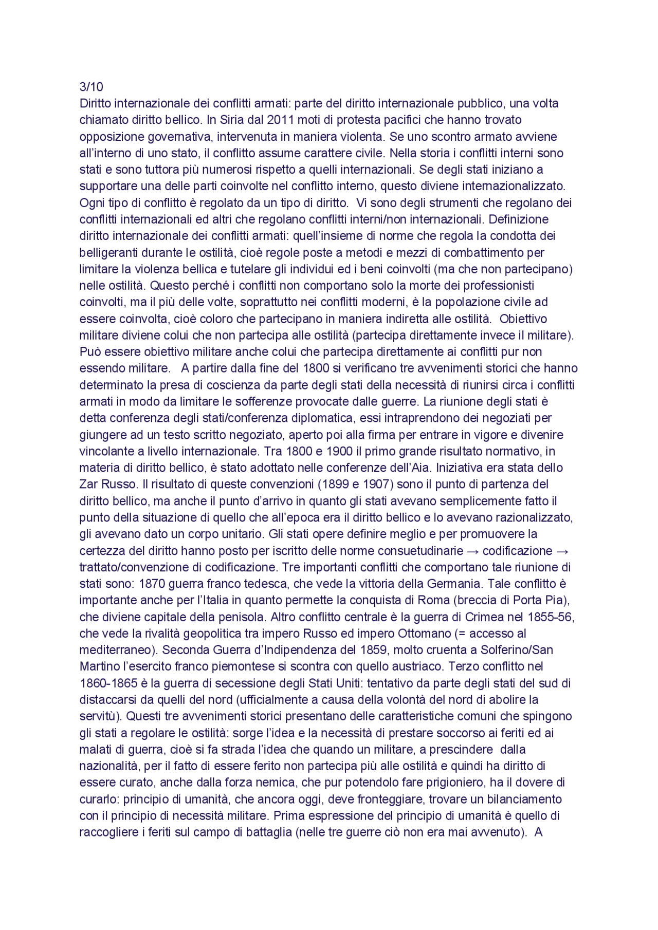 Appunti Diritto Conflitti Armati Docsity
