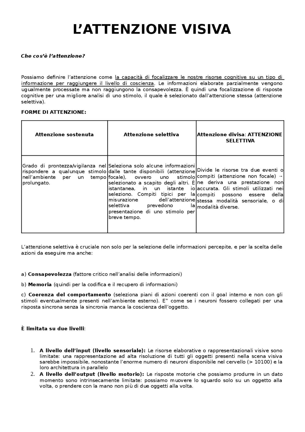 Appunti Seconda Parte Neuroscienze Cognitive Docsity