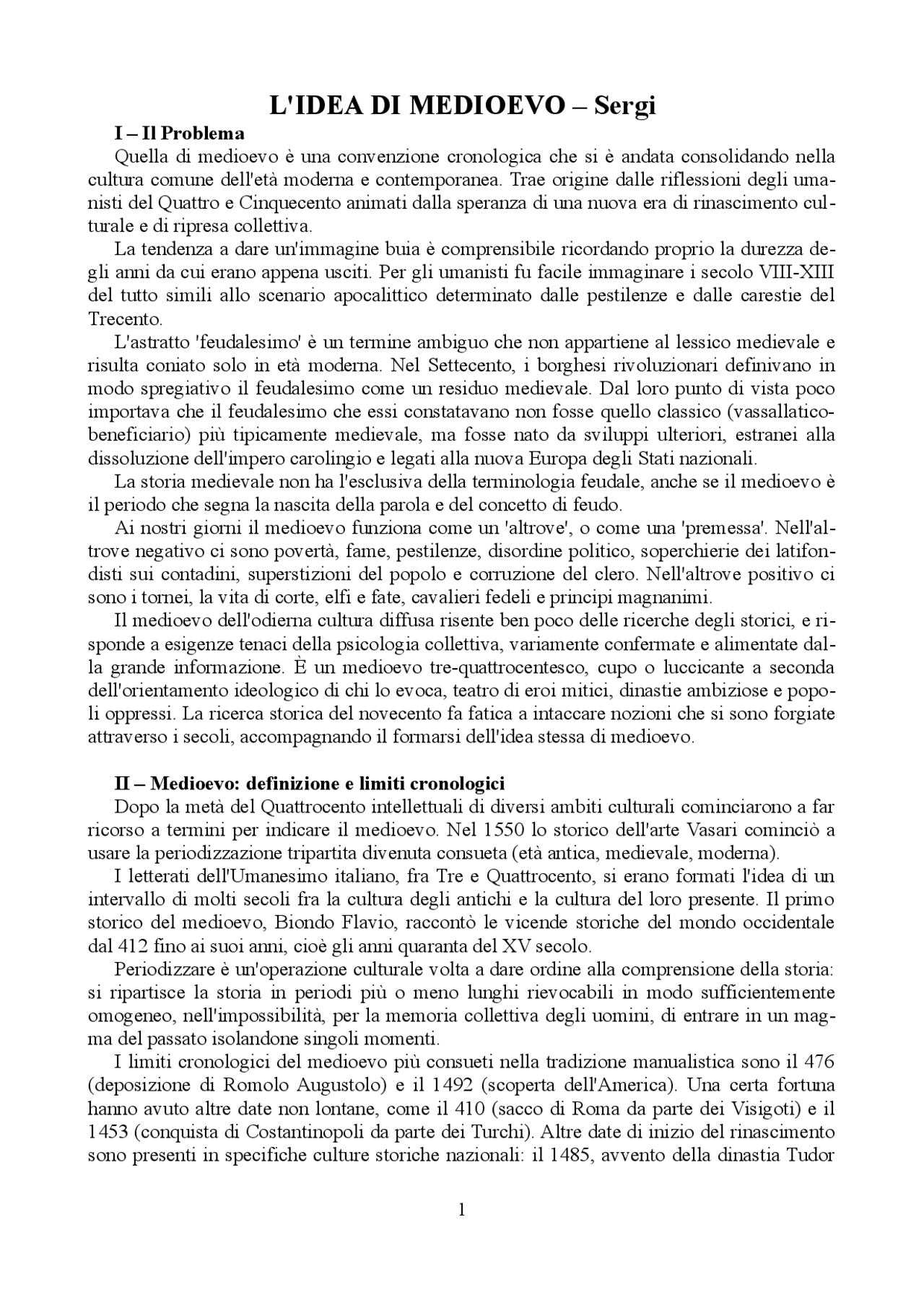 Lidea Di Medioevo Sergi Giuseppe Docsity
