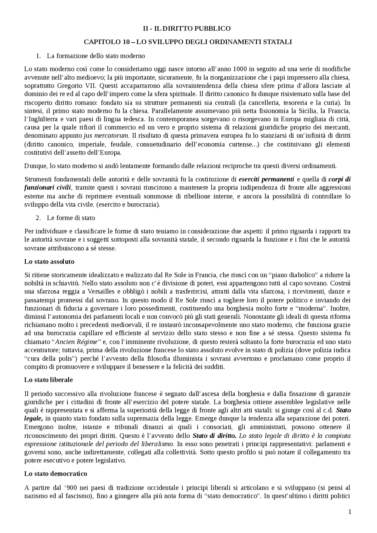 Riassunto Seconda Parte Diritto Pubblico Docsity