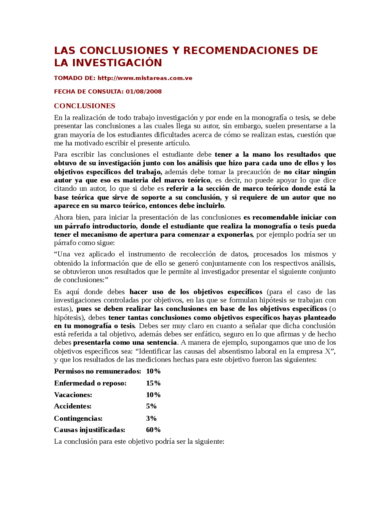 Conclusiones y recomendaciones | Transcripciones de Metodología de ...