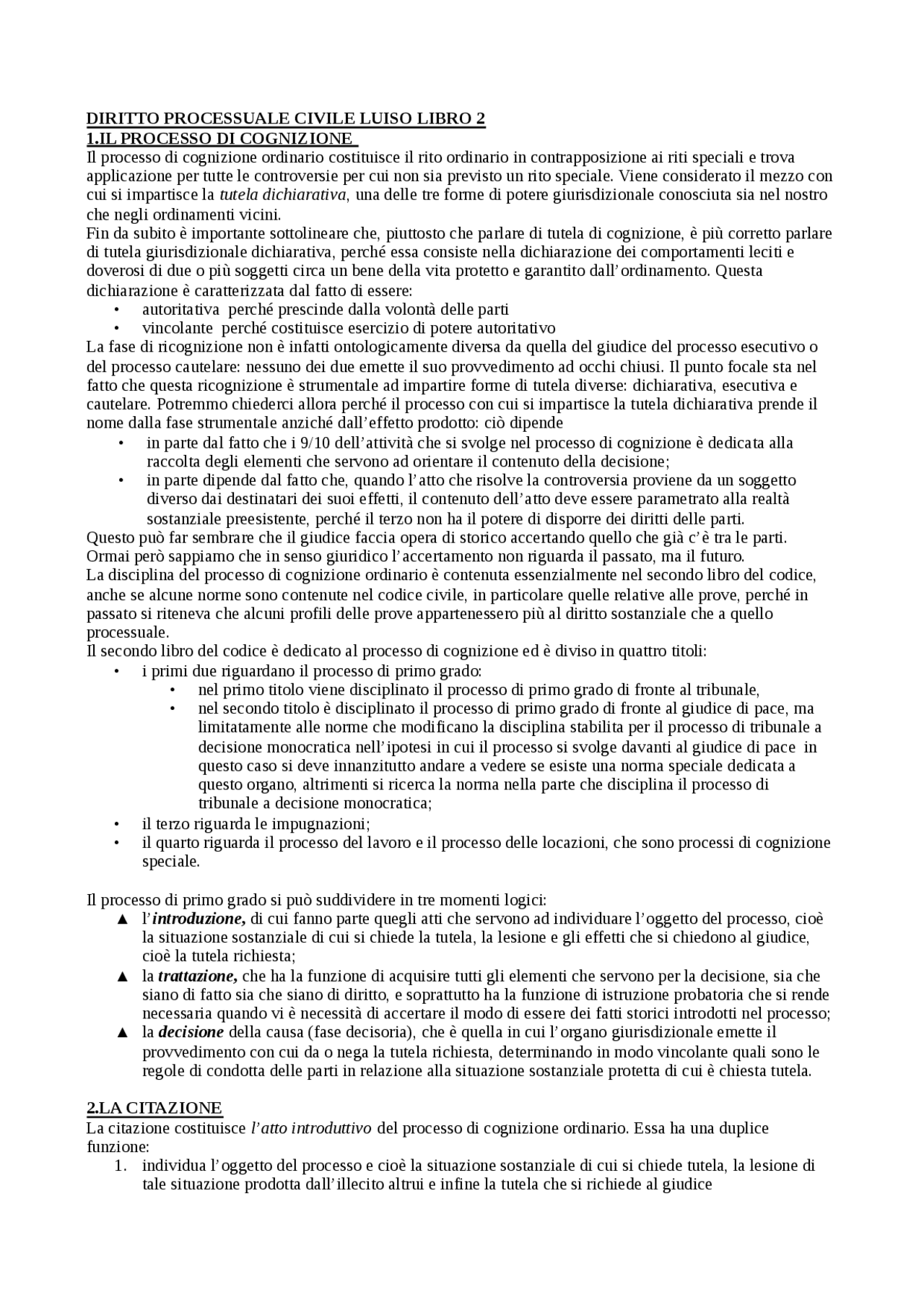 Diritto Processuale Civile Luiso Volume 2 Docsity