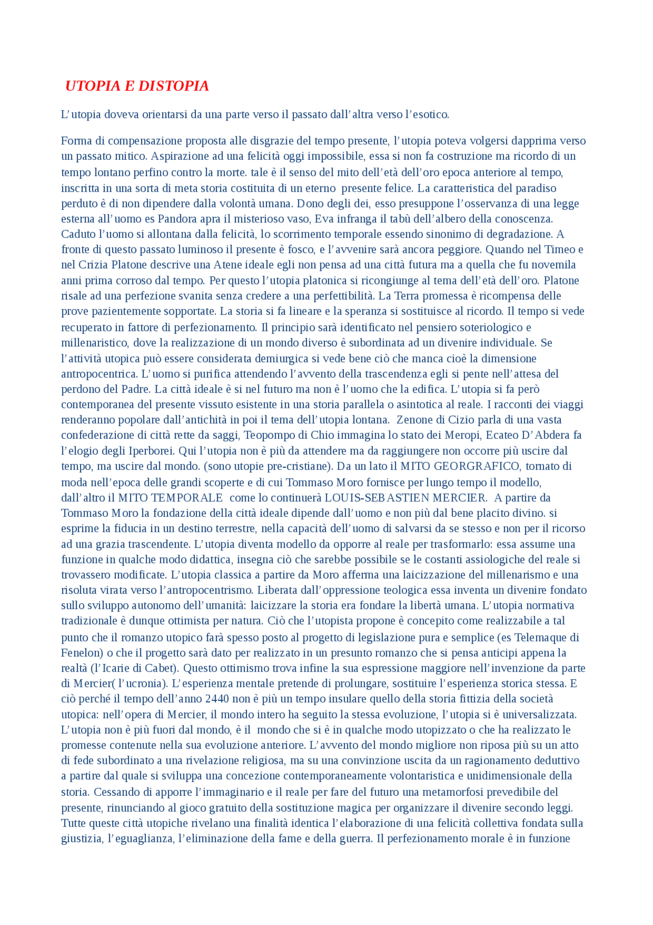 Utopia e distopia Mannheim - Docsity