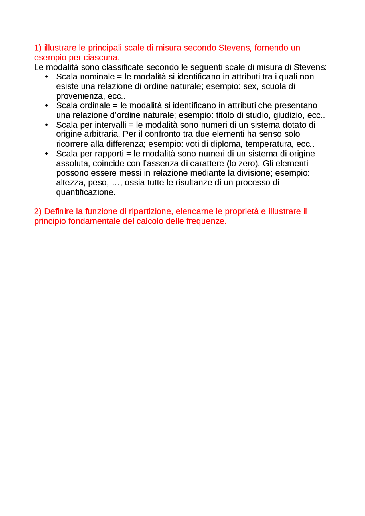 Statistica Del Primo Anno Primo Parziale Docsity