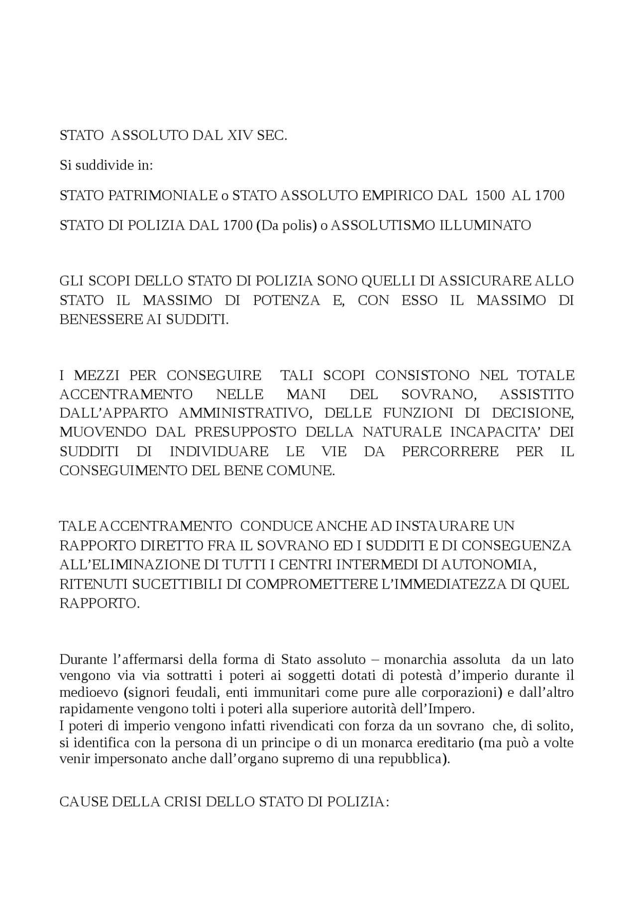 Appunti Stato Assoluto E Crisi Dello Stato Assoluto Appunti Di