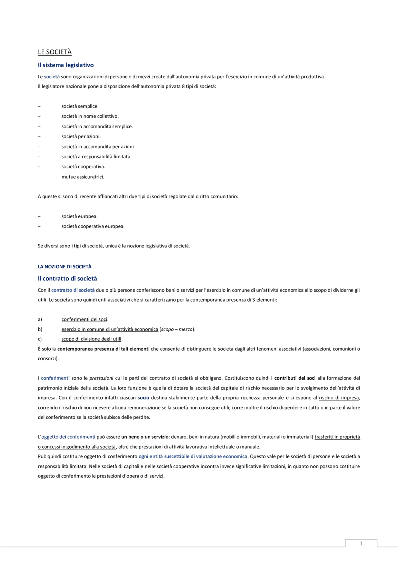 Tipologie Di Società Docsity