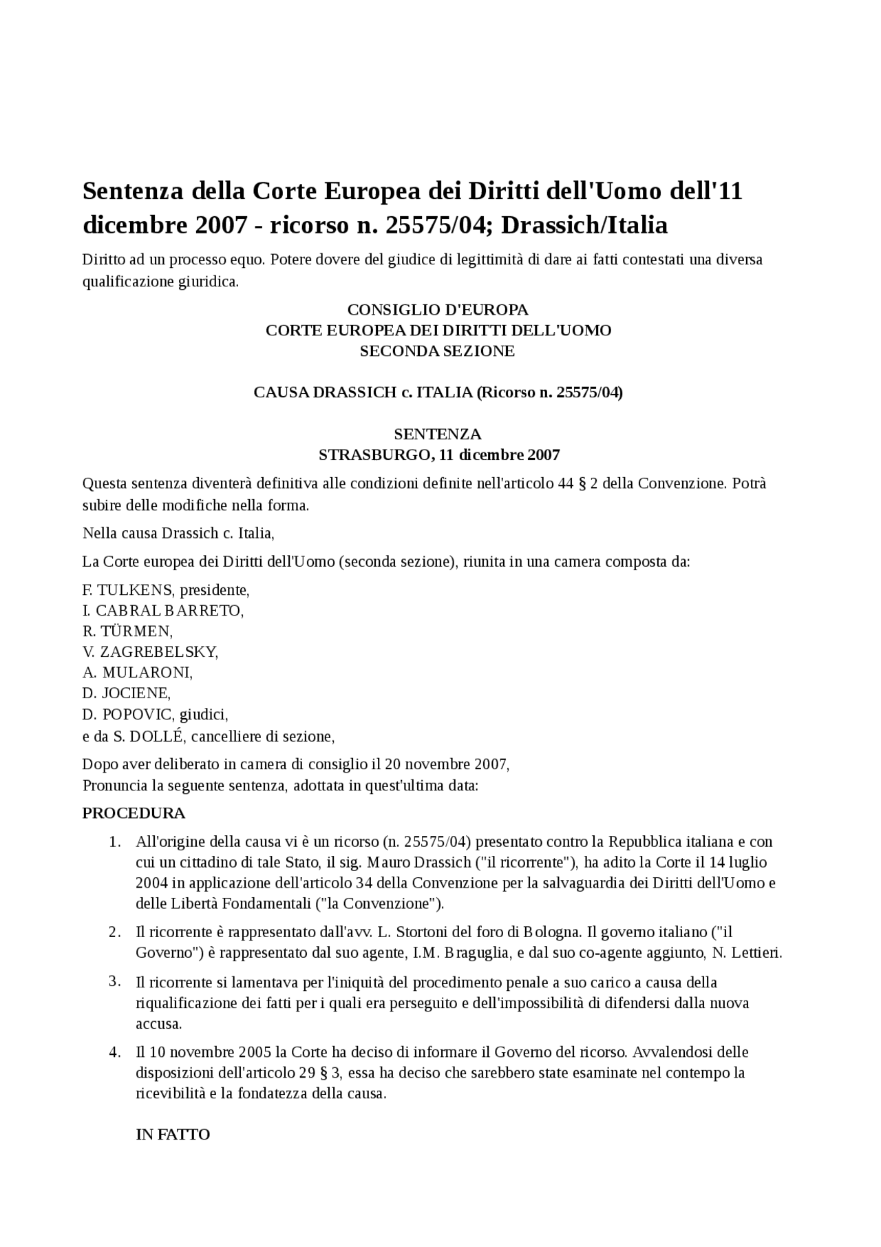 Sentenza Cassazione Docsity