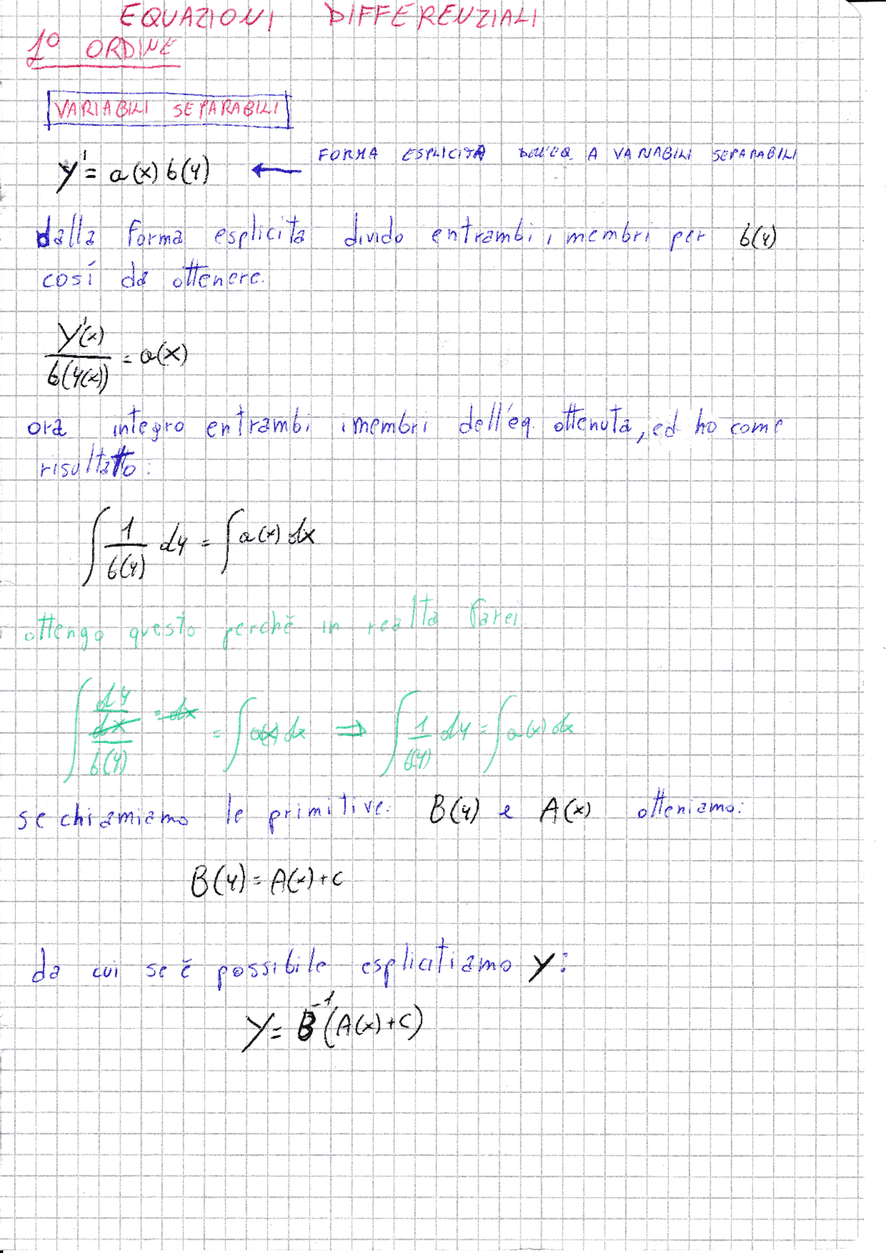 Appunti Analisi 2 Equazioni Differenziali Del Primo E Secondo Ordine