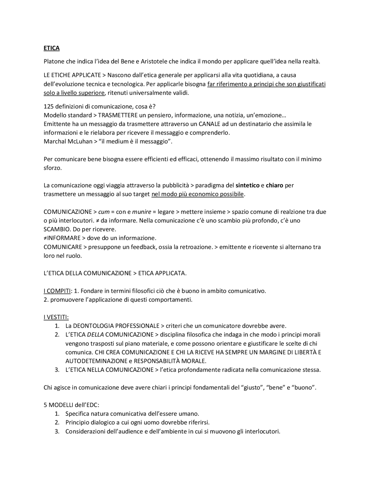 Appunti Di Etica Della Comunicazione Docsity