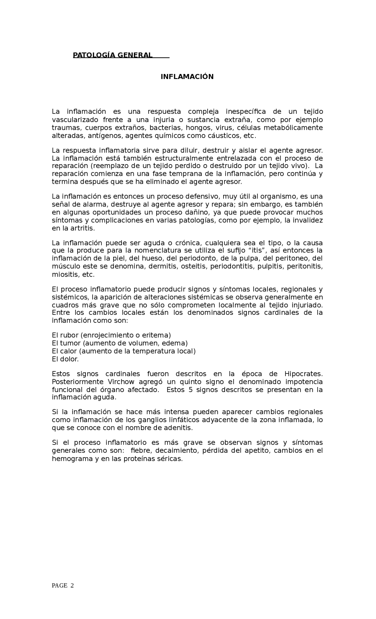 InflamaciÓn Resumen Docsity