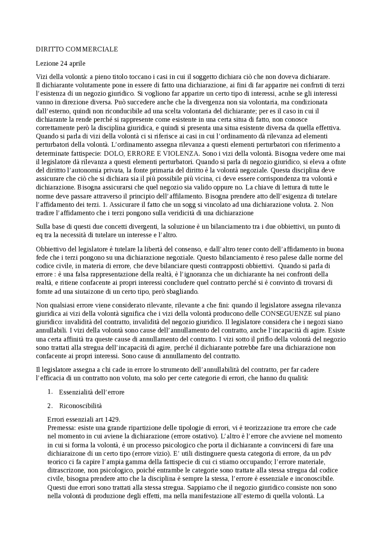 Appunti Diritto Commerciale Docsity