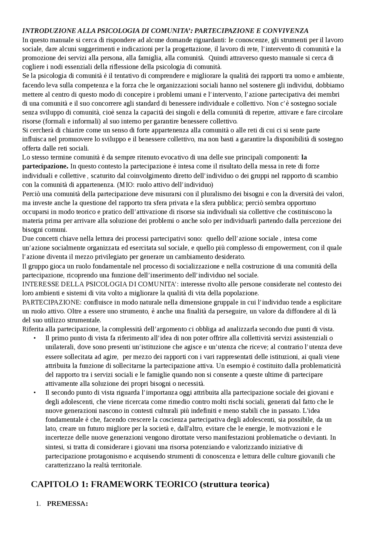 Elementi Di Psicologia Di Comunità Docsity