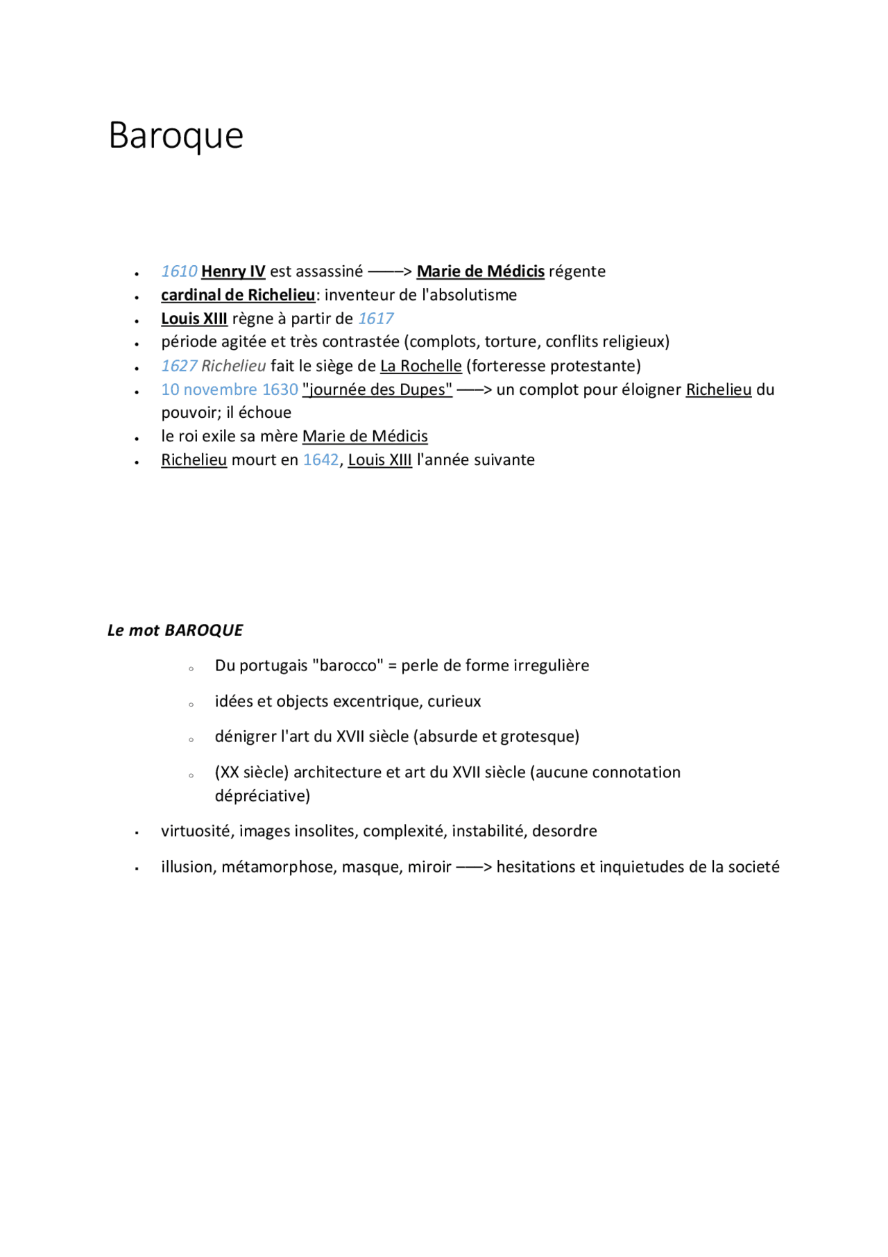 Baroque Et Classicisme Docsity