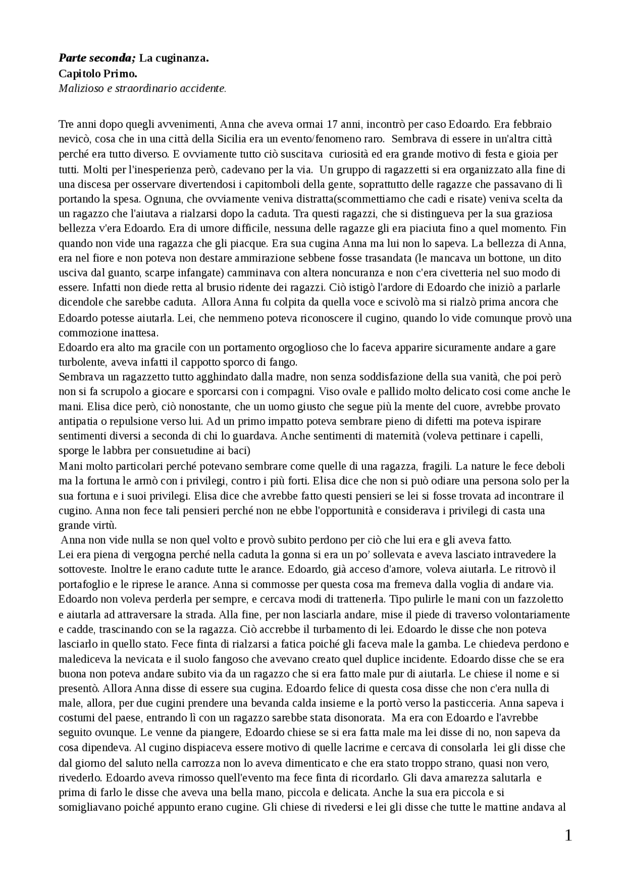 Menzogna E Sortilegio Parte Seconda La Cuginanza Docsity