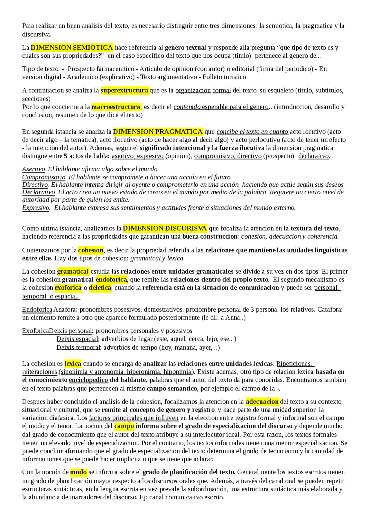 Schema Esame Modulo Spagnolo 3 Docsity