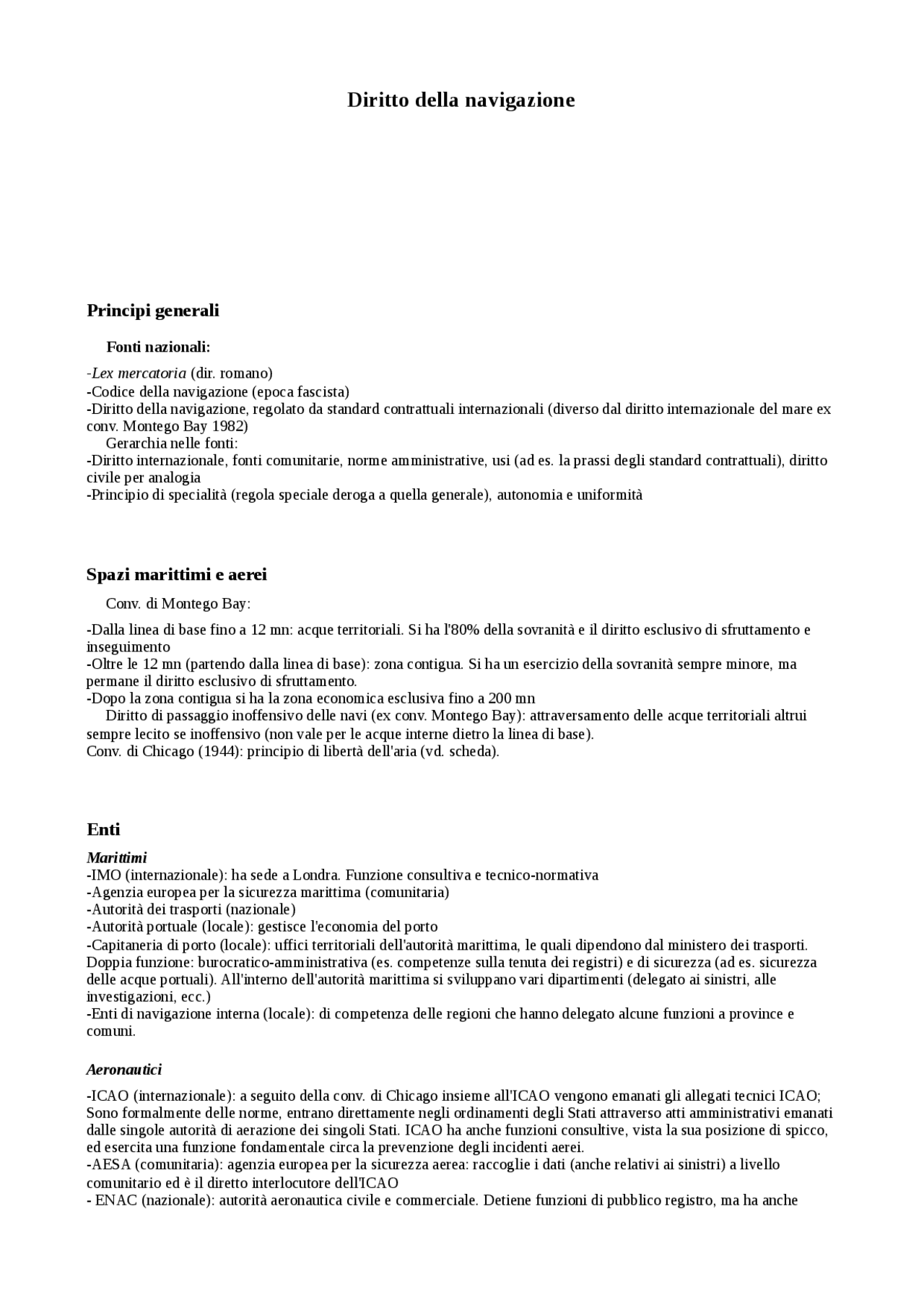 Appunti Diritto Della Navigazione Docsity