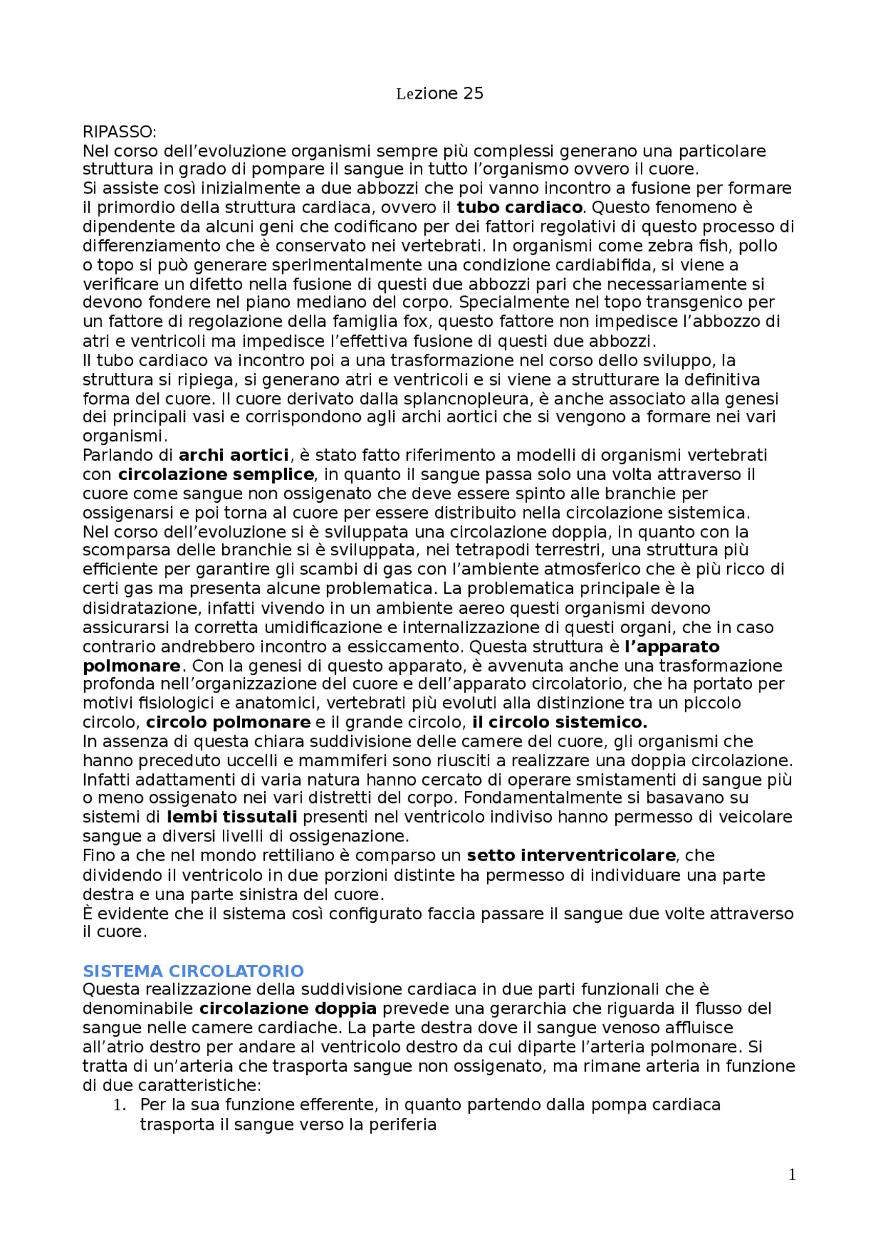 Apparato Circolatorio Docsity