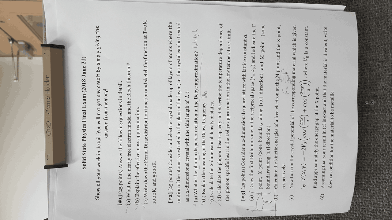 2018 Solid State Physics Final Exam Page 12 Docsity