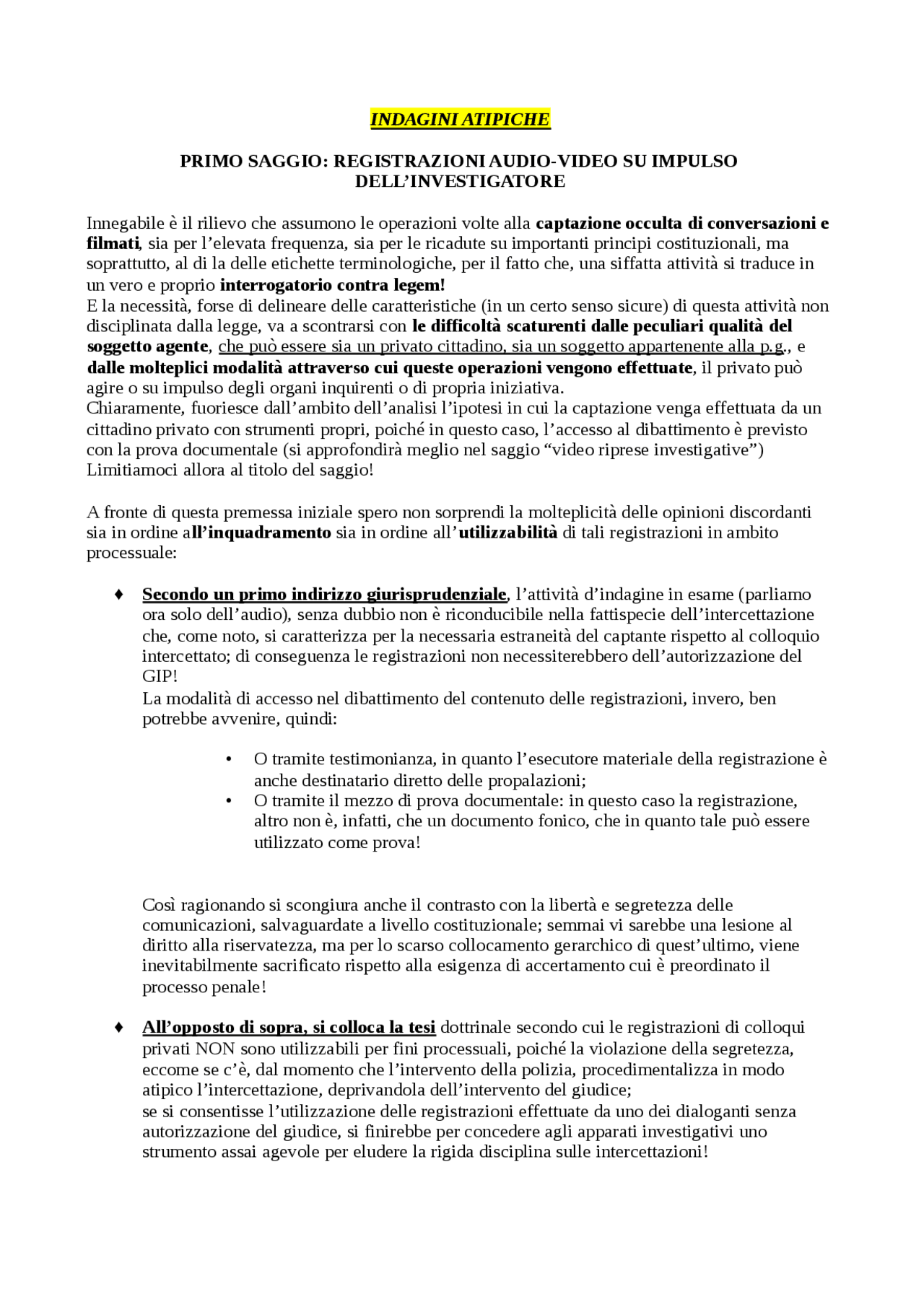 Indagini Attipiche Docsity