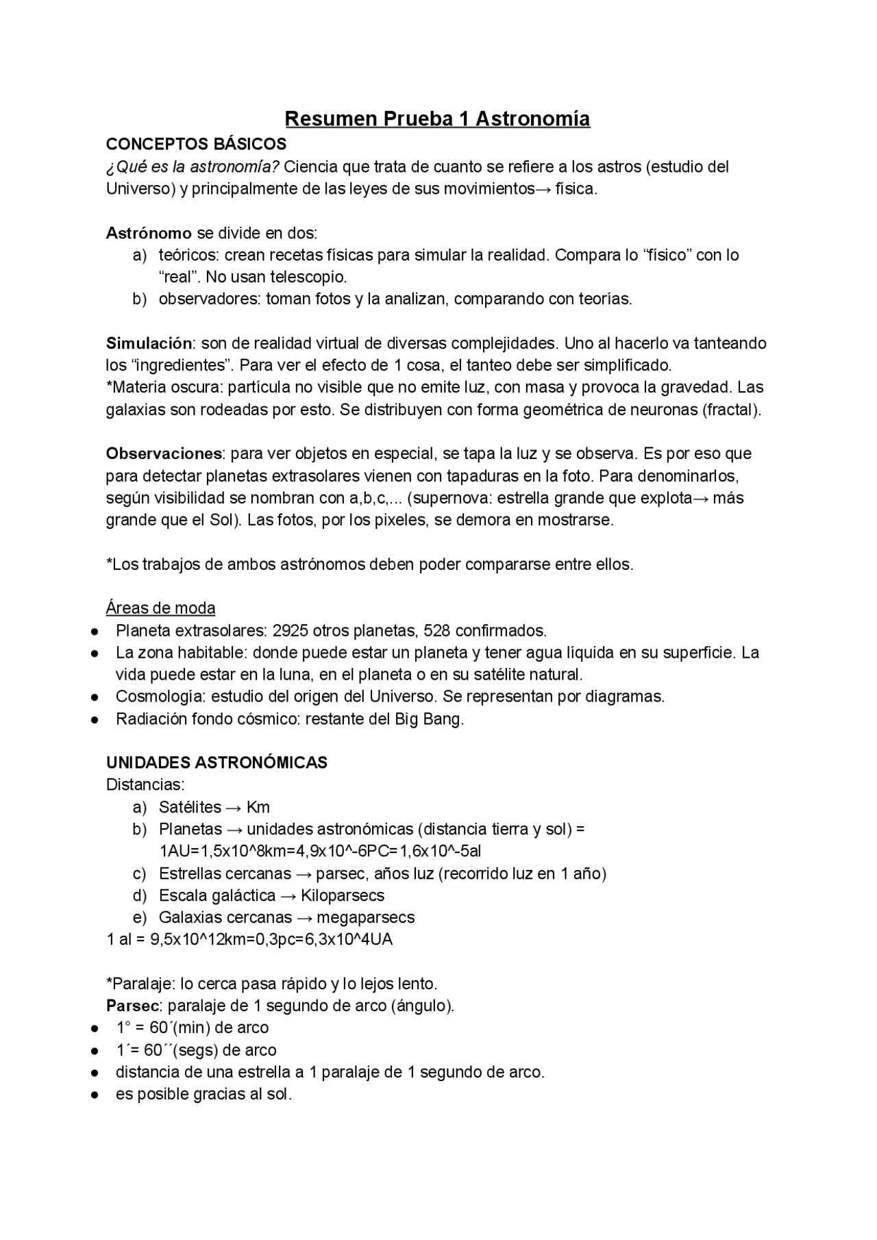 Introducción básica para la Astronomía - Docsity