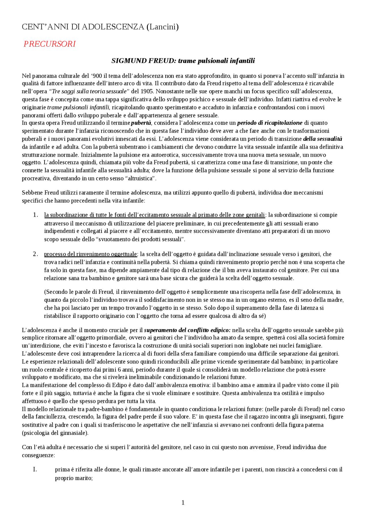 Centanni Di Adolescenza Lancini Docsity