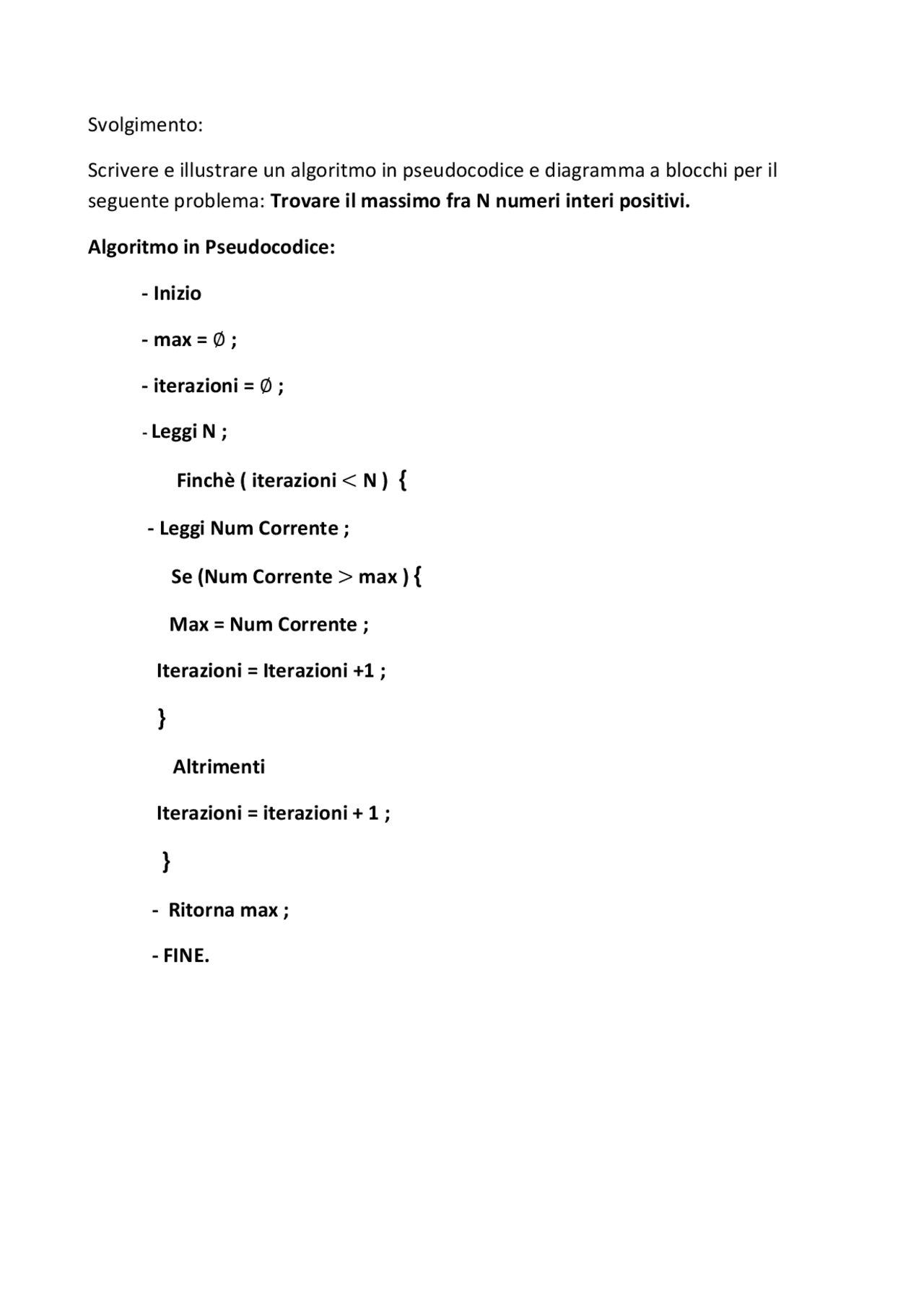 Algoritmo In Pseudocodice E Diagramma A Blocchi Docsity