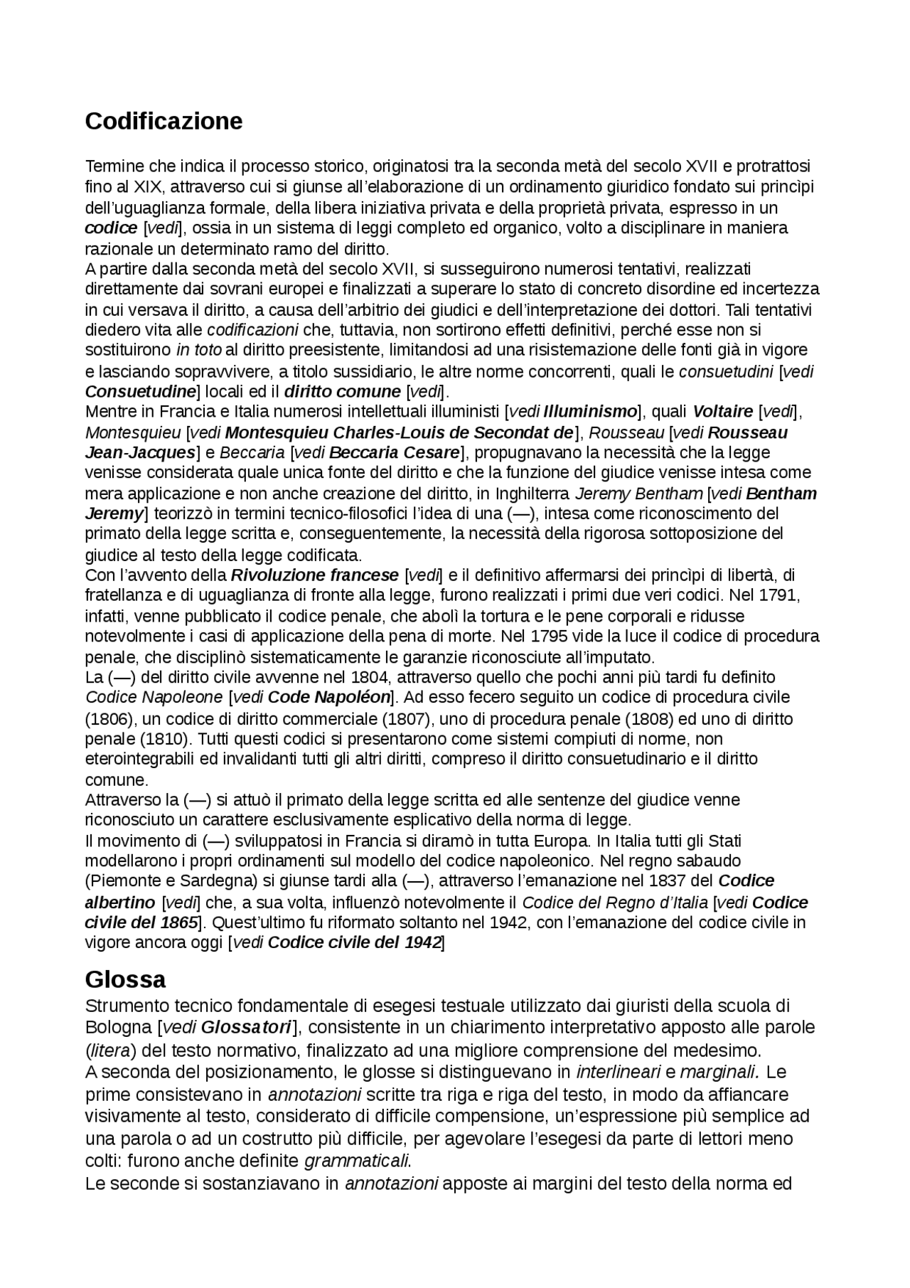 Principali Caratteristiche Della Codificazione Docsity