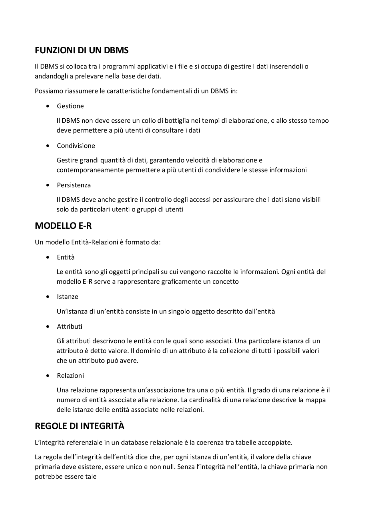 Database Management System | Appunti di Informatica | Docsity