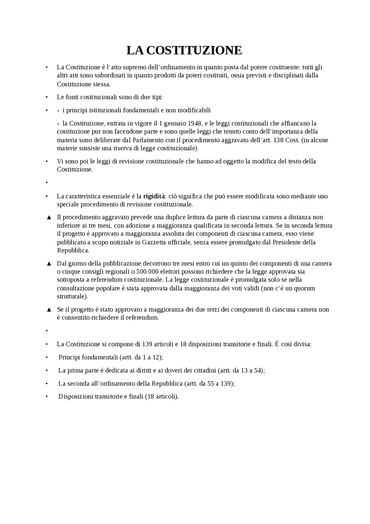 La Costituzione Sintesi Diritto Privato Appunti Di Istituzioni Di