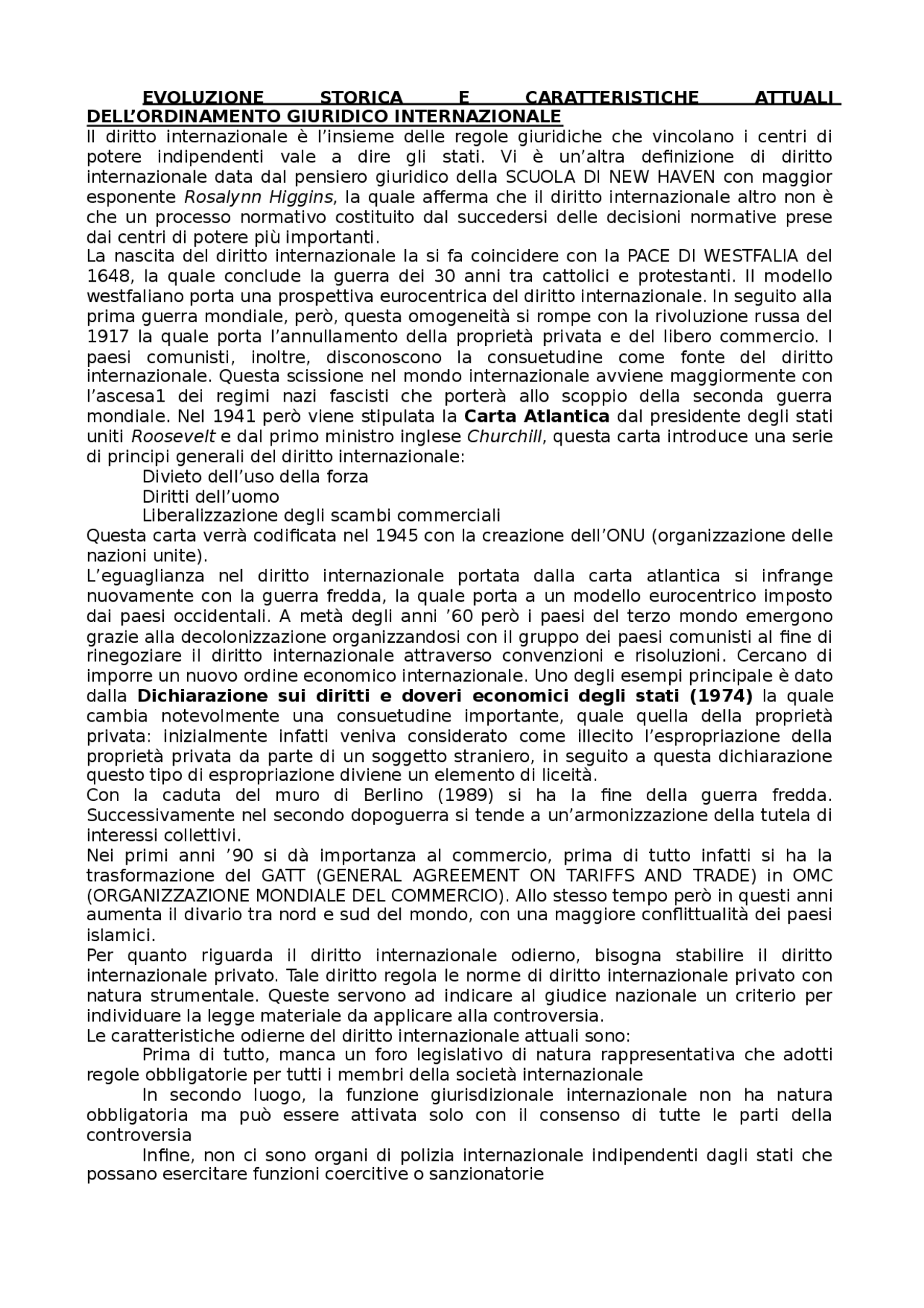 Riassunto Esame Diritto Internazionale Docsity