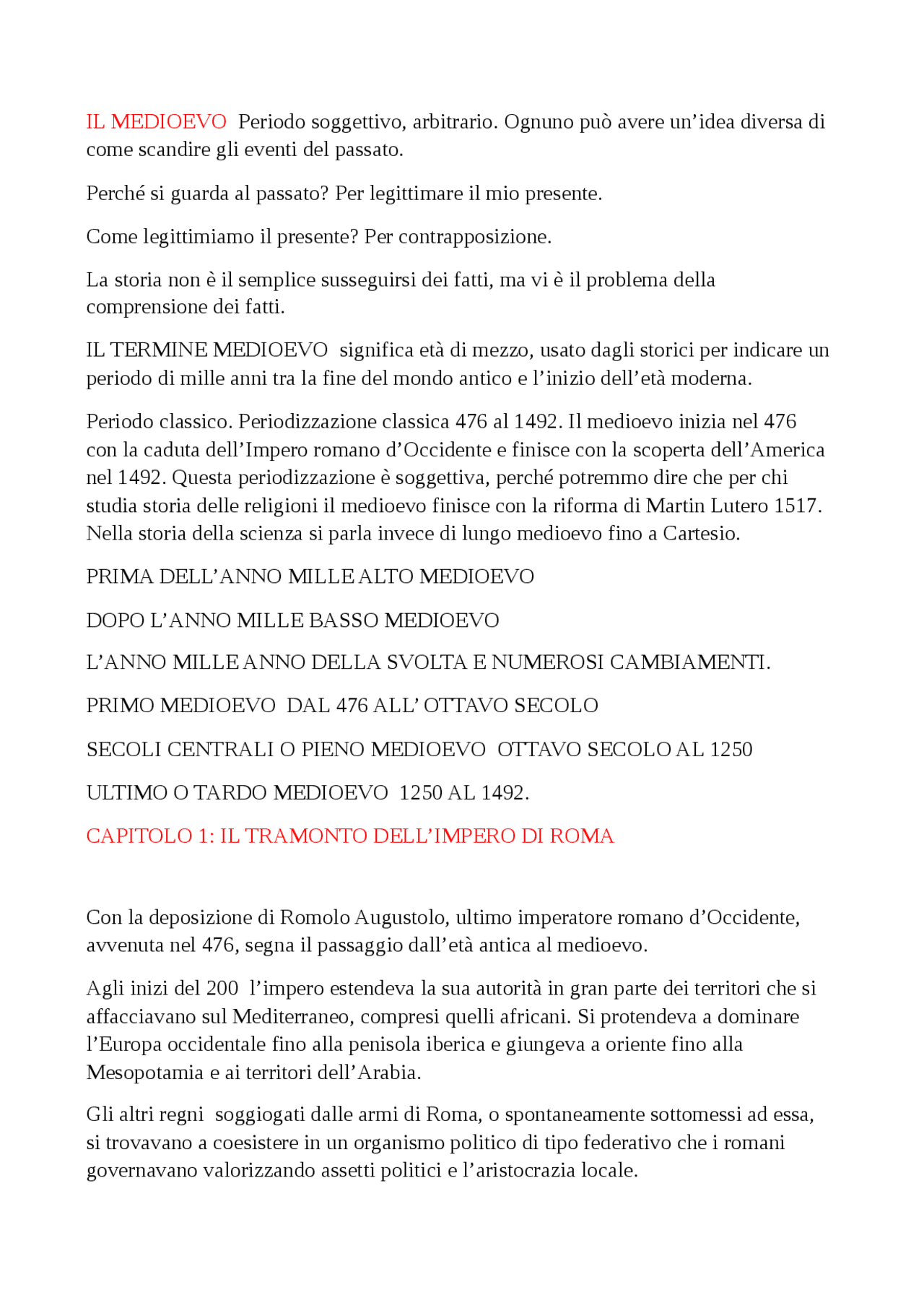 Riassunto Del Medioevo Appunti Di Storia Docsity